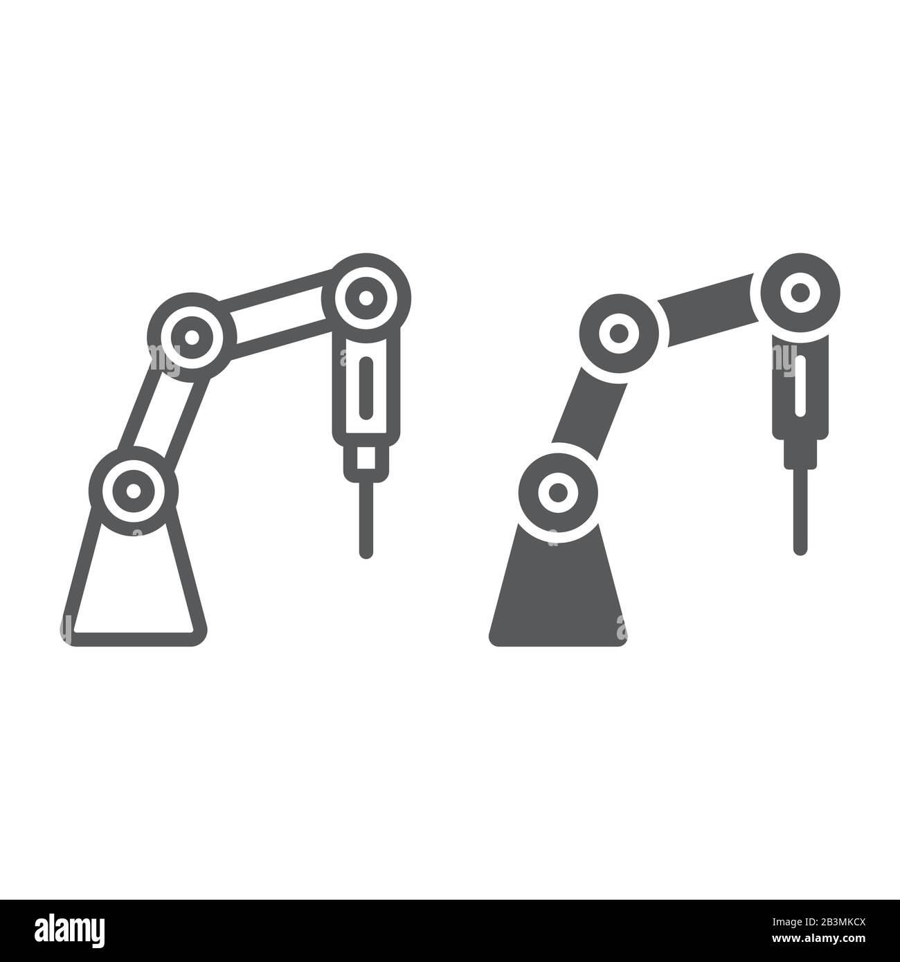 Medical robot line and glyph icon, technology and medicine, surgical ...