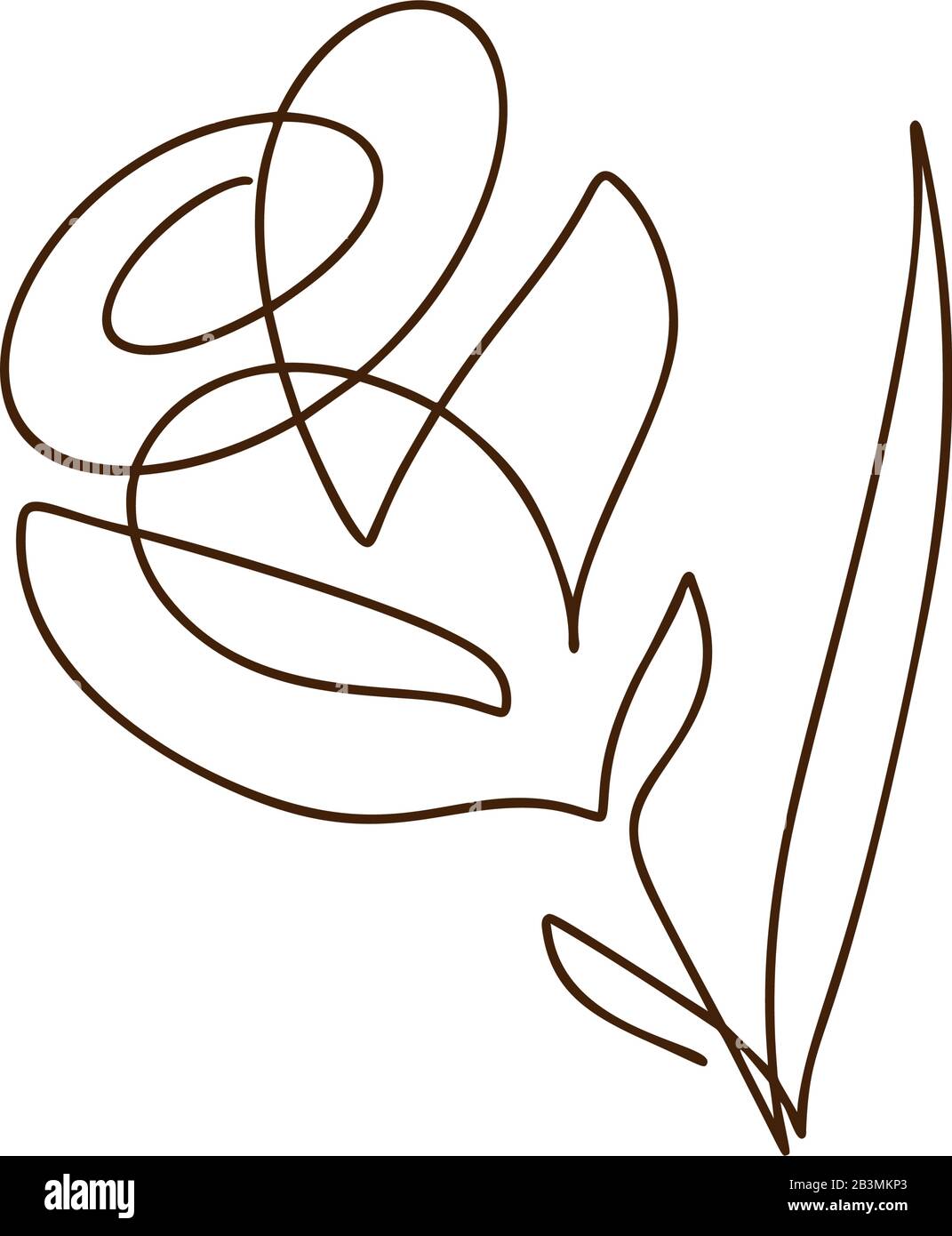 Flower Vector One Line Art Logo Minimalist Contour Drawing Monoline