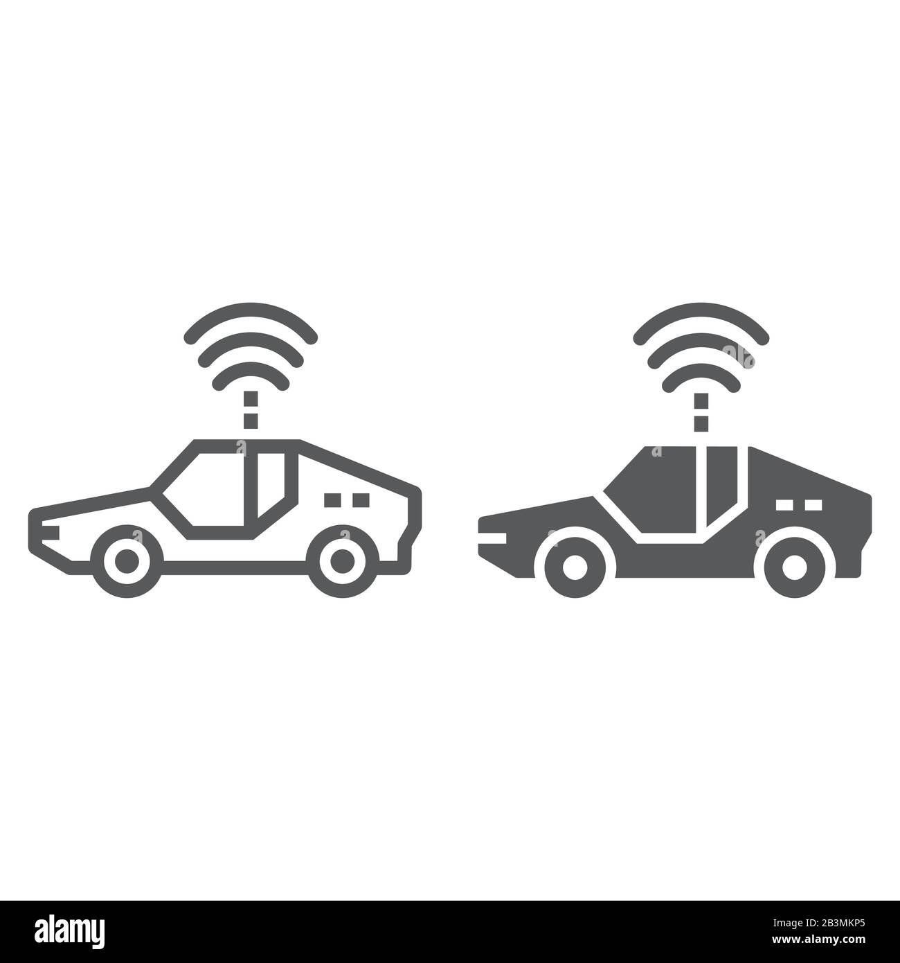 Autonomous car line and glyph icon, technology and future car, self ...