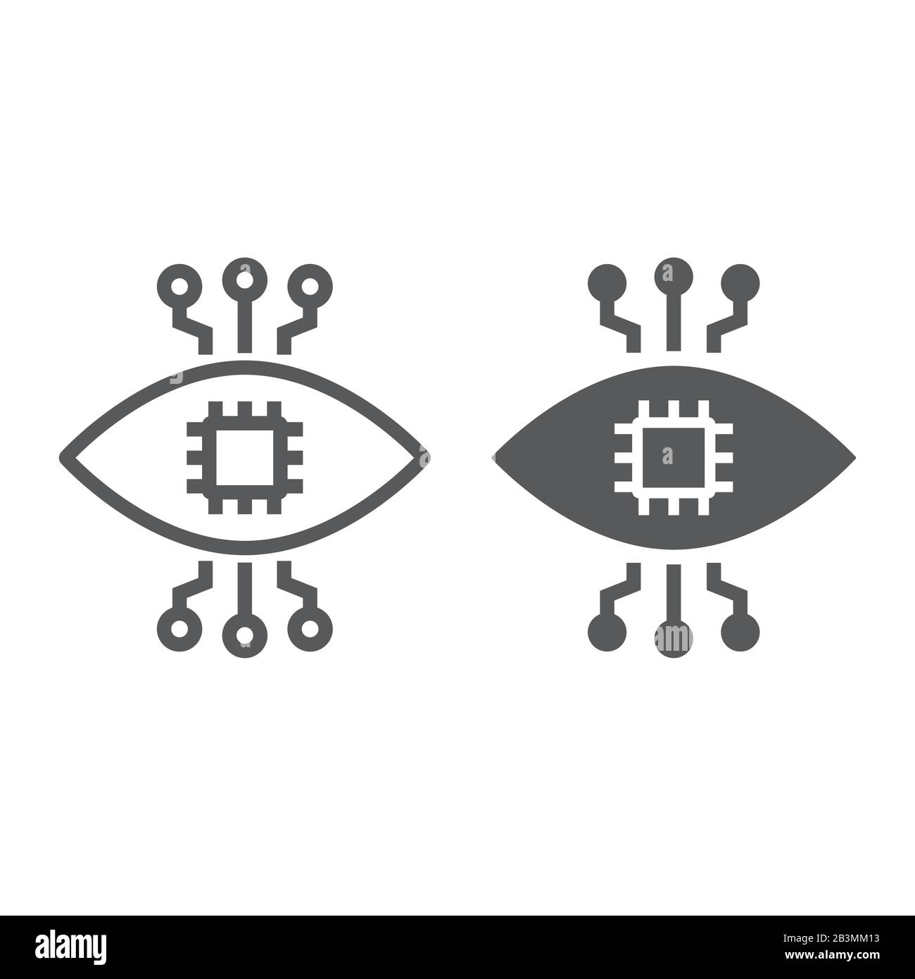 Bionic contact lens line and glyph icon, technology and eye, bionic eye ... Bionic contact lens line and glyph icon, technology and eye, bionic eye ...