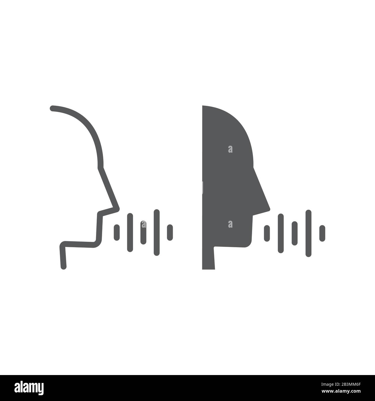 Voice control line and glyph icon, technology and sound, voice command ...