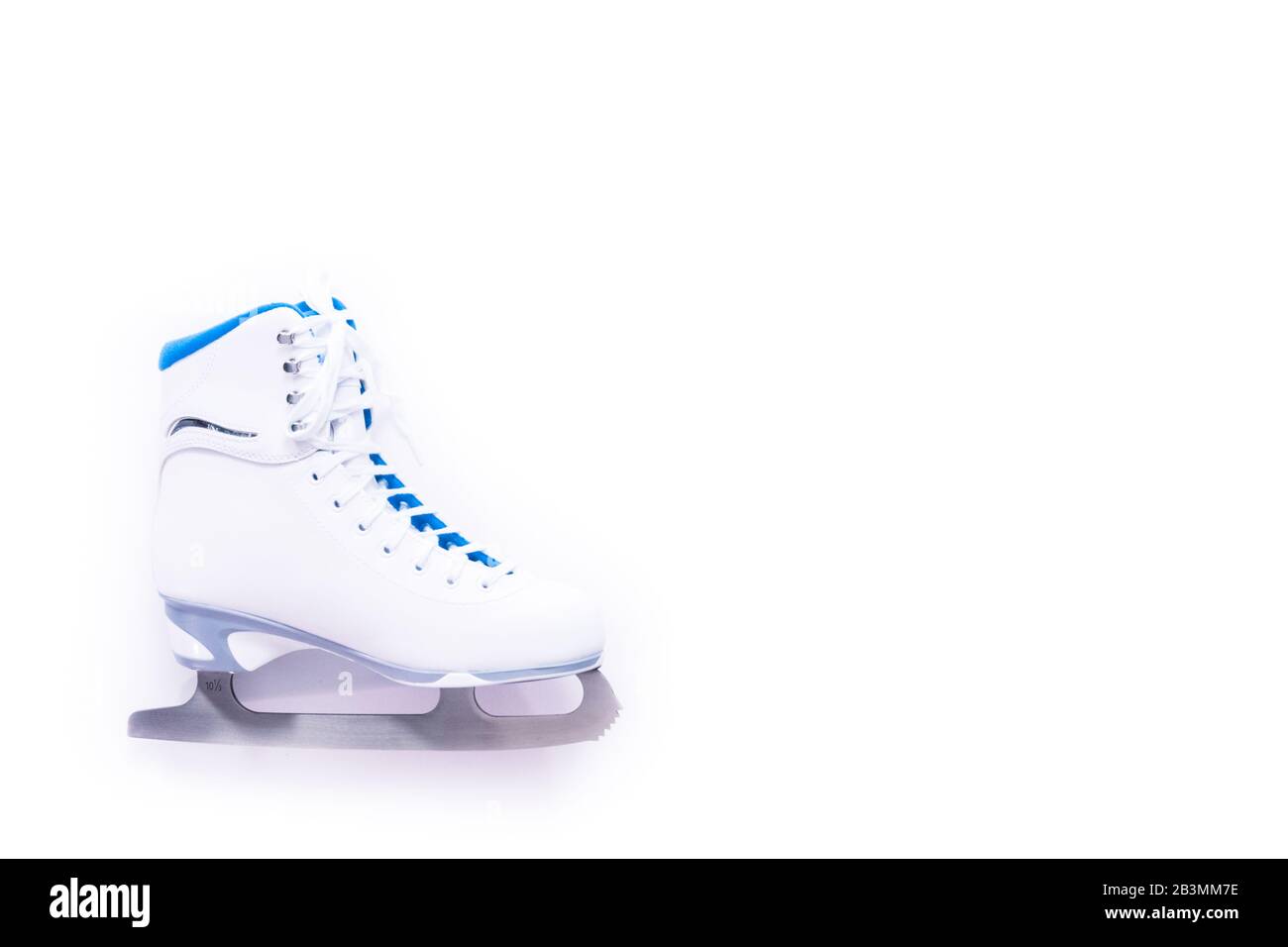 Flat lay. New white figure skates on a white background Stock Photo - Alamy