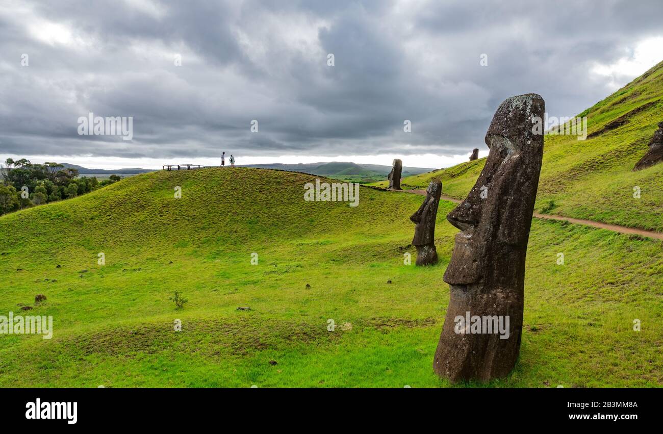 Easter island moai in the ground hi-res stock photography and images ...