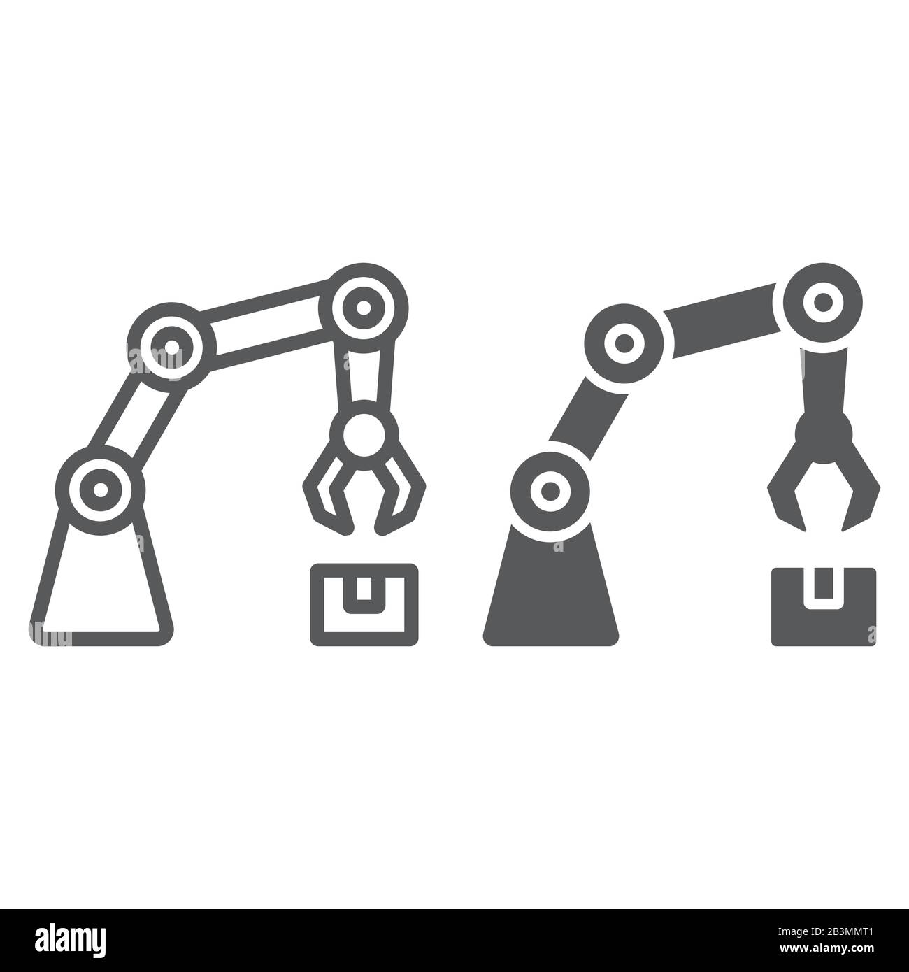 Robotic arm line and glyph icon, technology and machine, mechanical arm ...