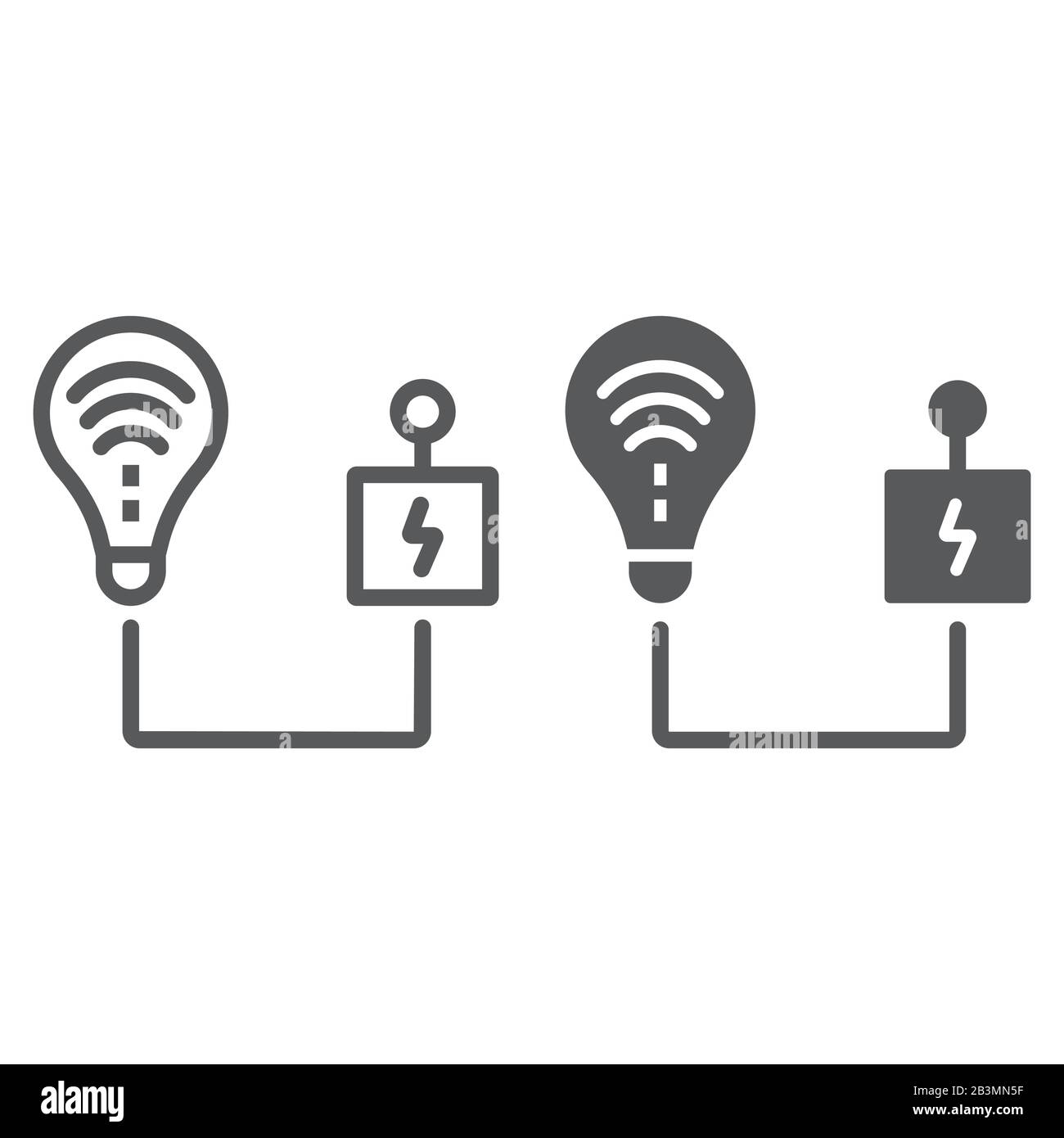 Intelligent energy control line and glyph icon, technology and solar ...