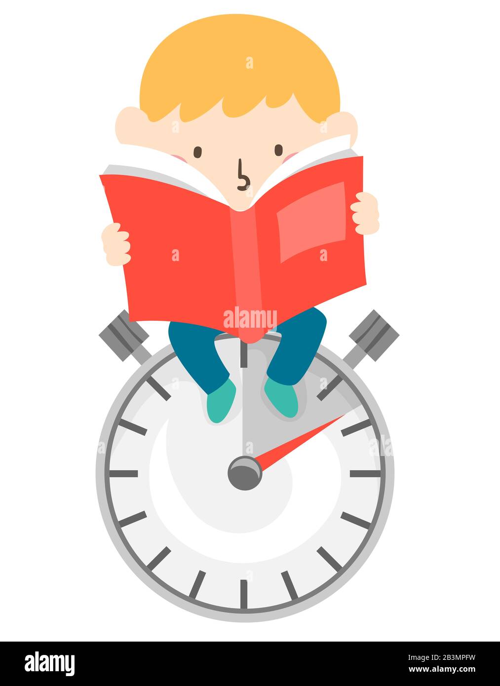 Illustration of a Kid Boy Speed Reading and Sitting on a Timer Stock ...