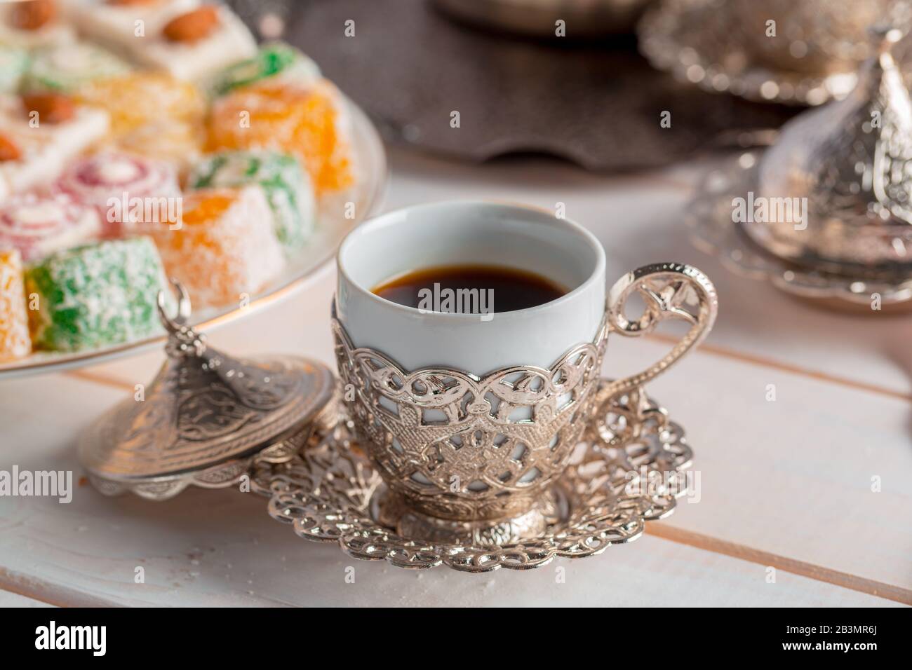Traditional turkish coffee. close up. creative photo Stock Photo - Alamy