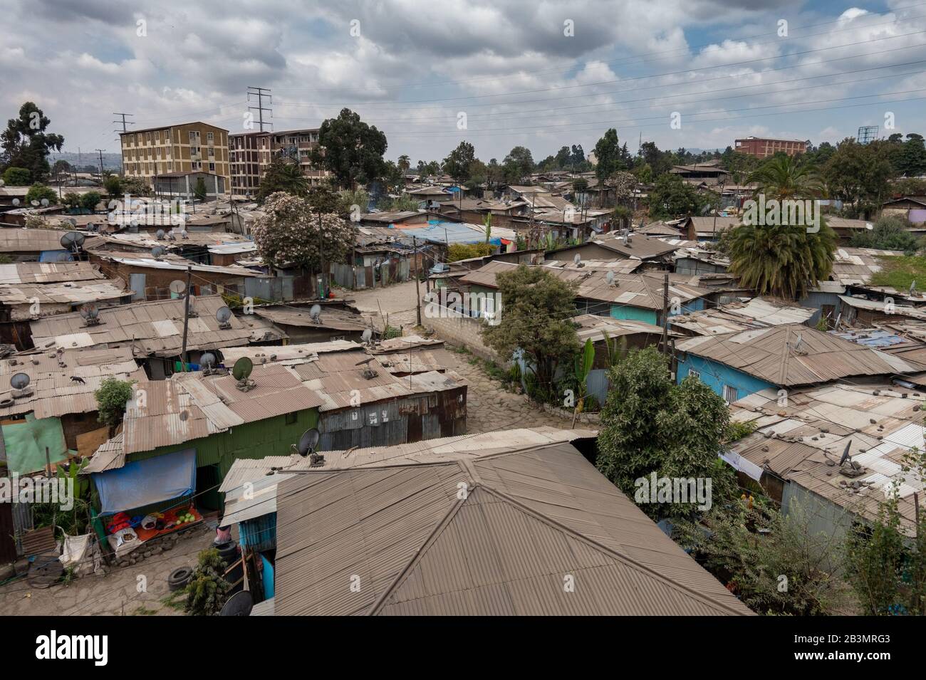Slum areas in Addis Ababa covers large parts of the city Stock Photo ...