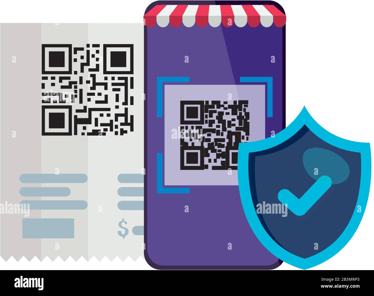 smartphone device with scan code qr and shield Stock Vector Image & Art ...