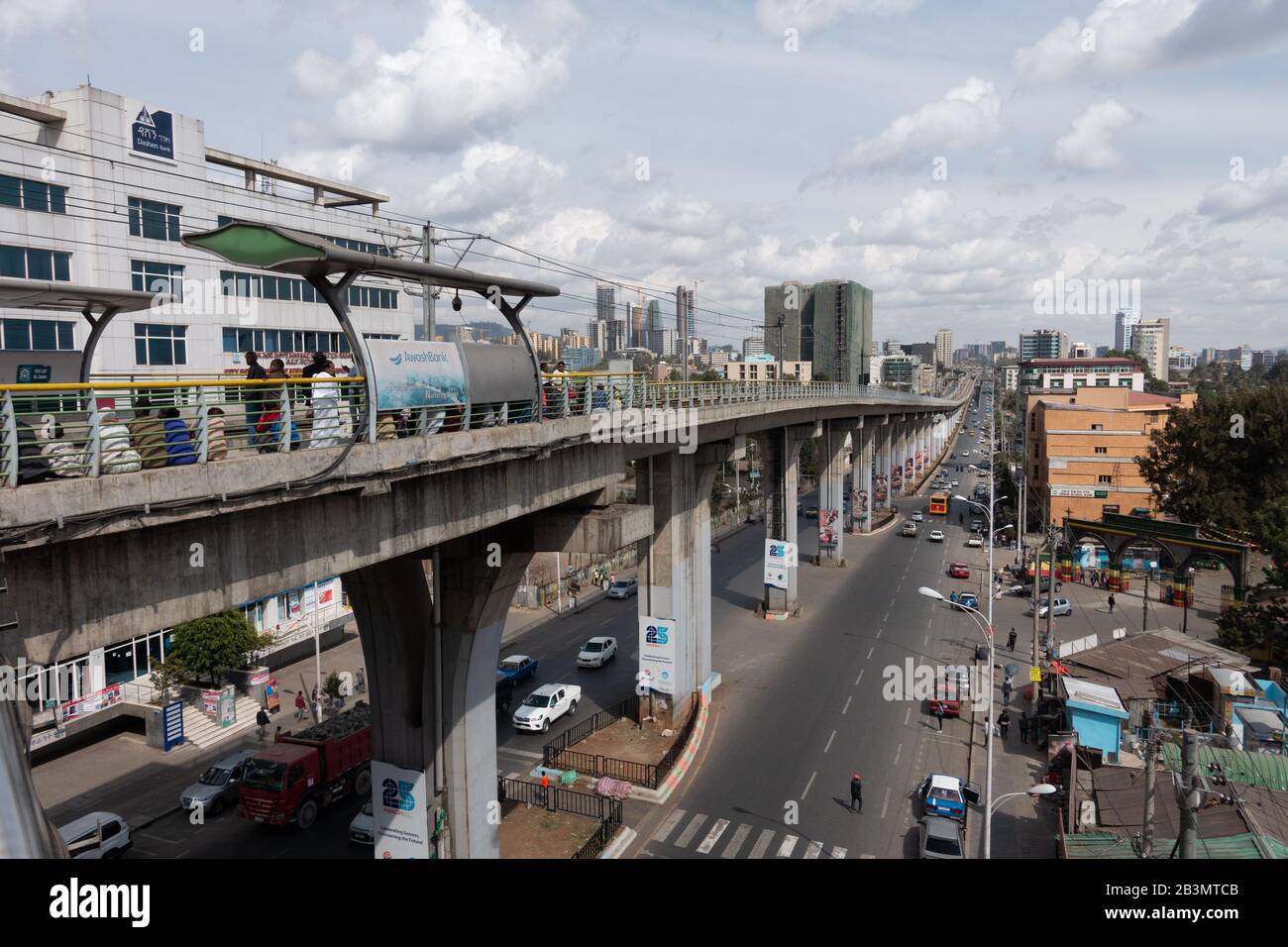 The new Addis Ababa light train in the Ethiopan capital. Trial ...