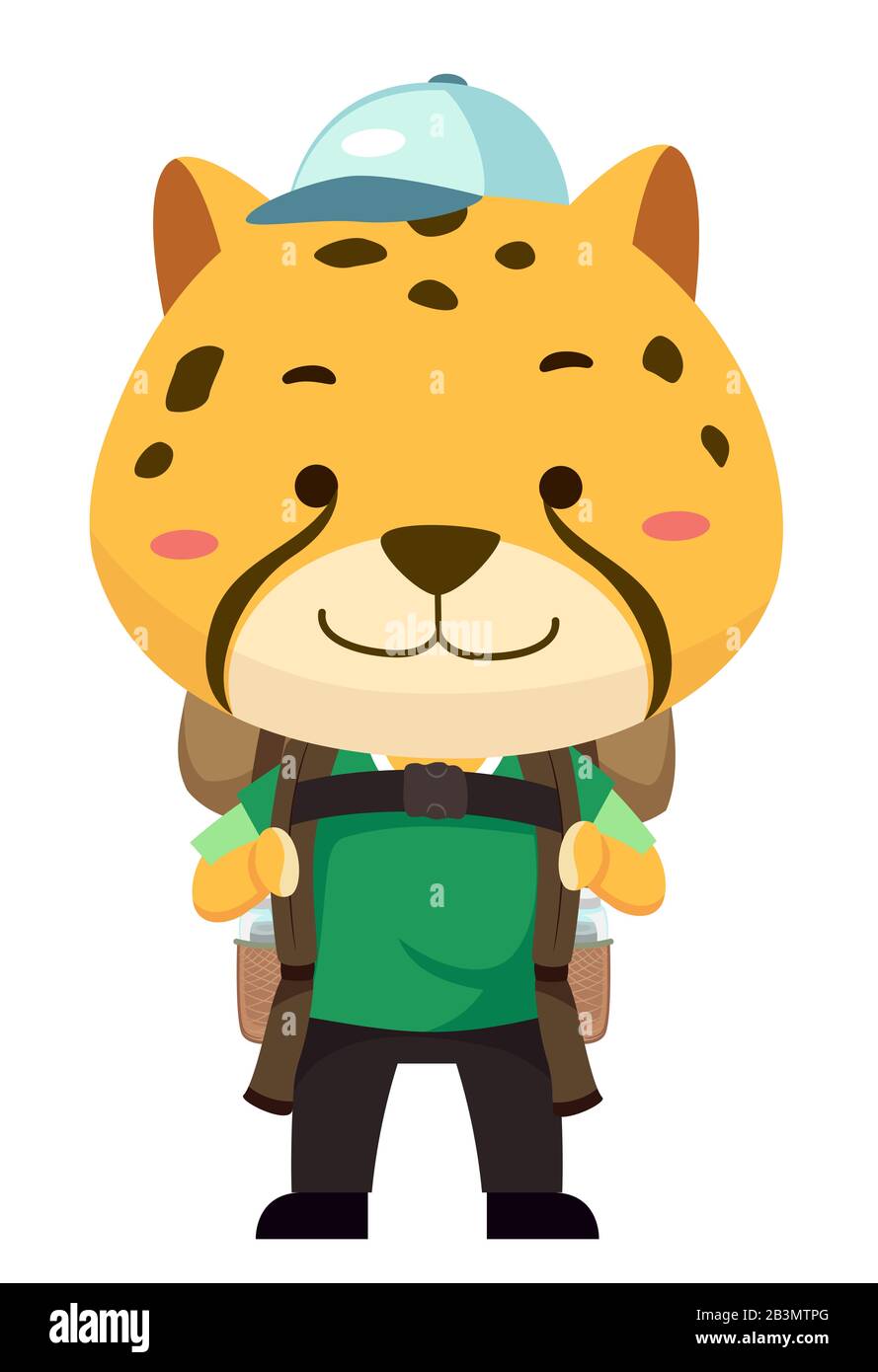 Illustration of a Cheetah Mascot Wearing a Cap and Carrying a Backpack ...