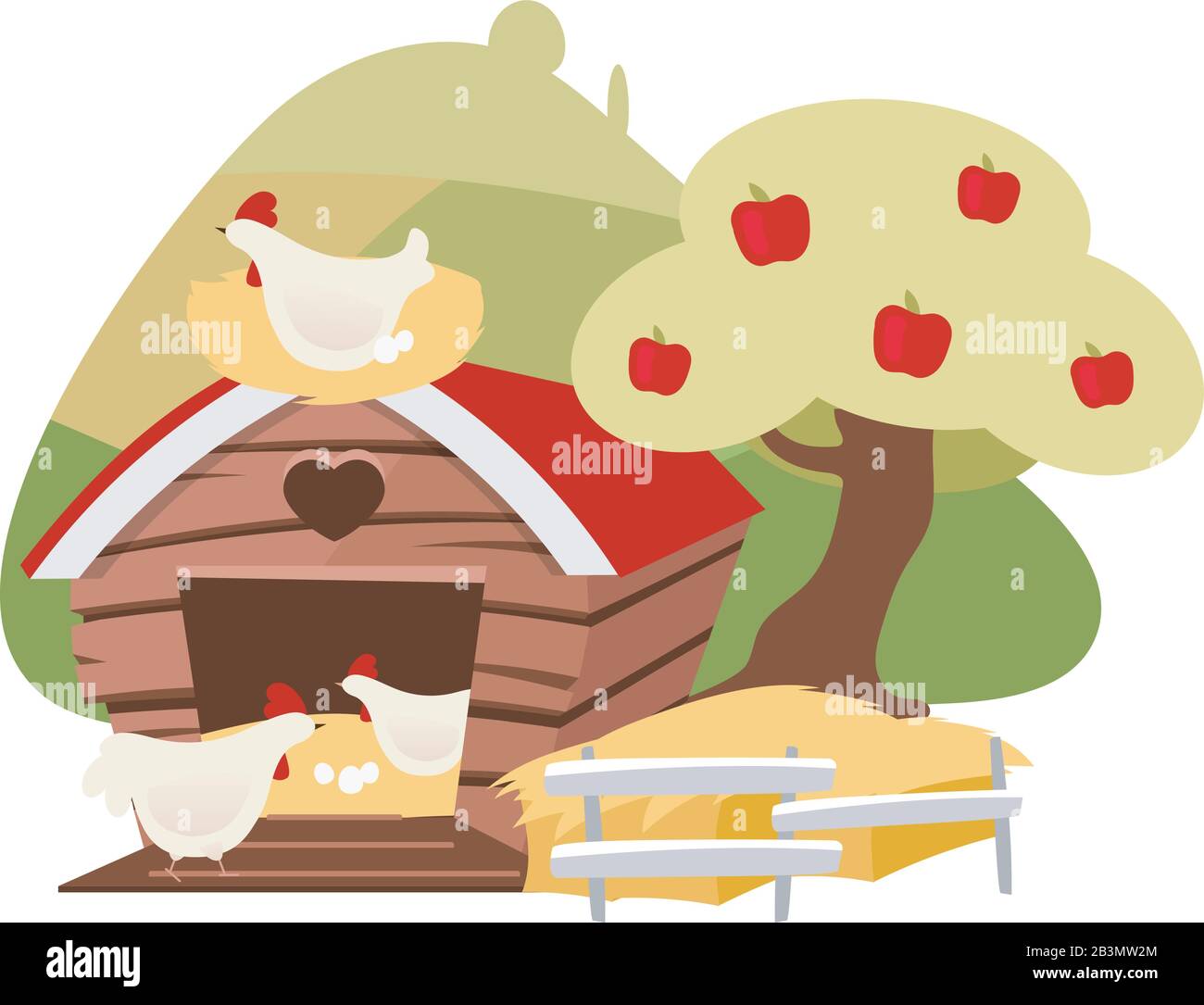 Poultry farming flat vector illustration. Chicken farm produce cartoon ...