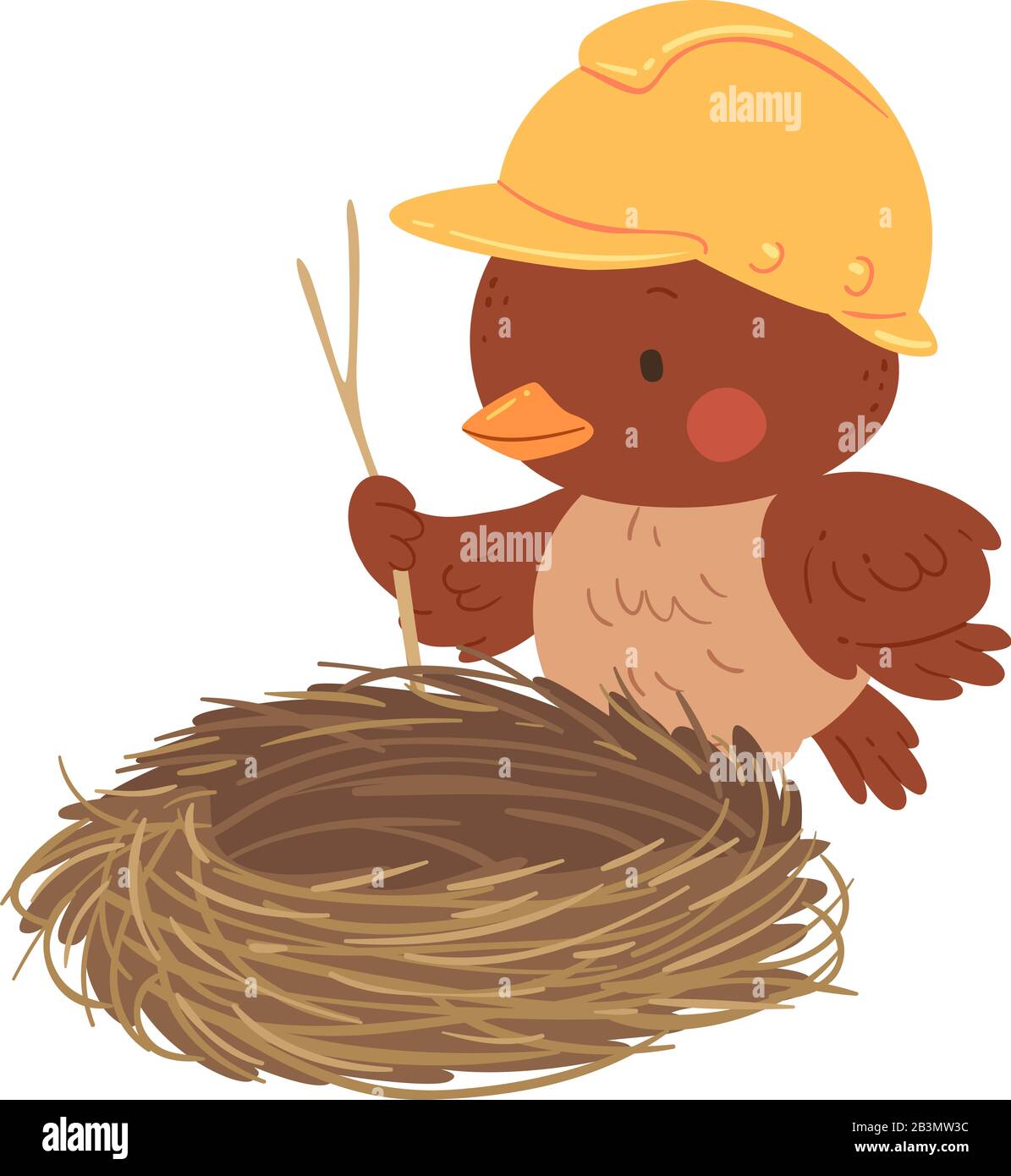 Bird Making Nest Cartoon