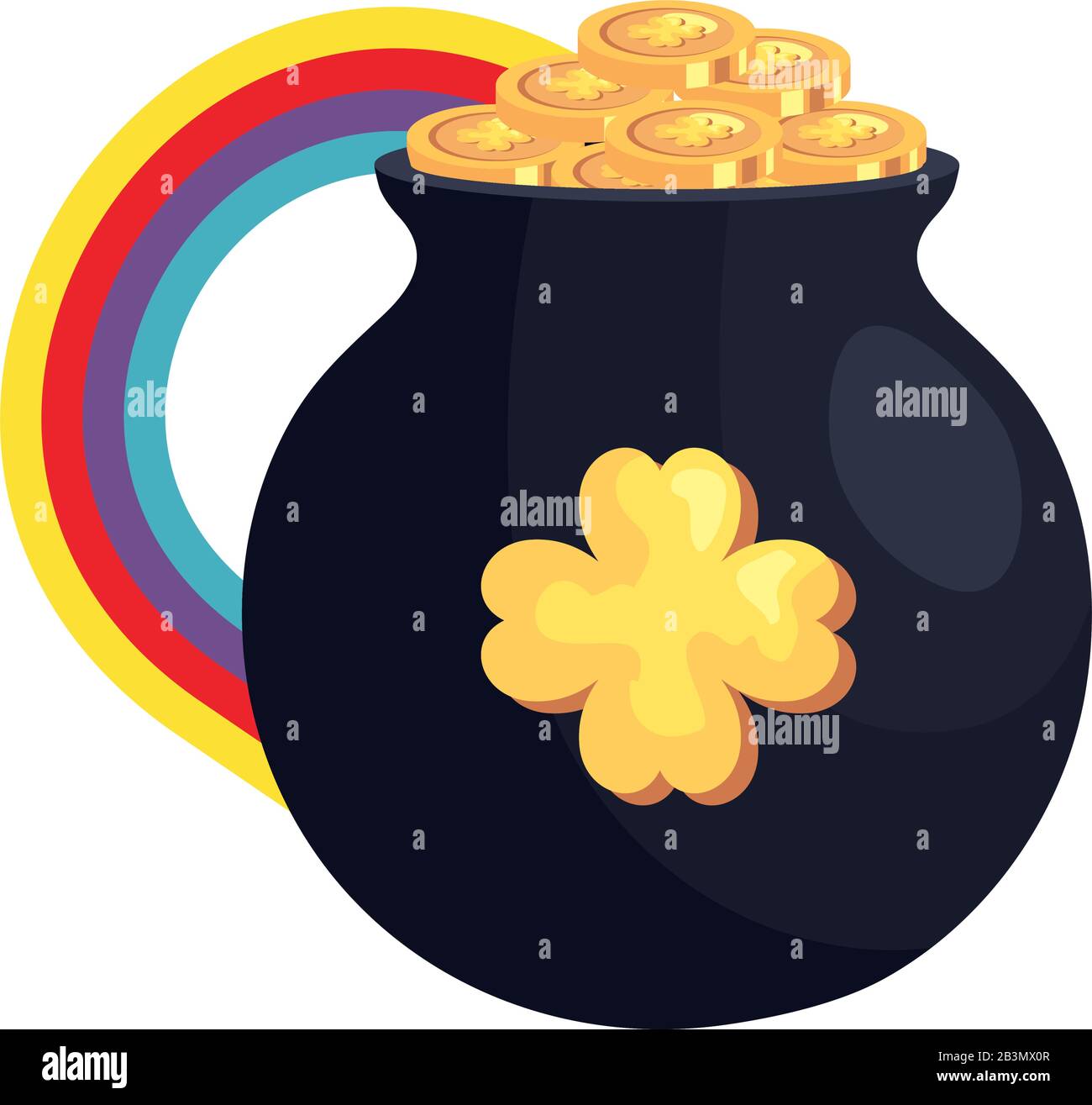 rainbow with clouds and cauldron Stock Vector Image & Art - Alamy