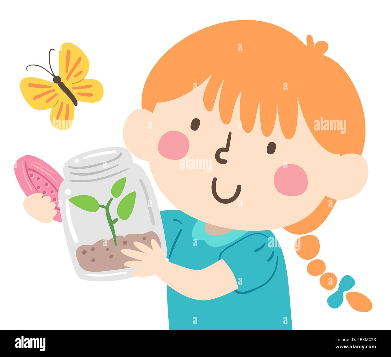 Illustration of a Kid Girl Releasing a Butterfly From Inside a ...
