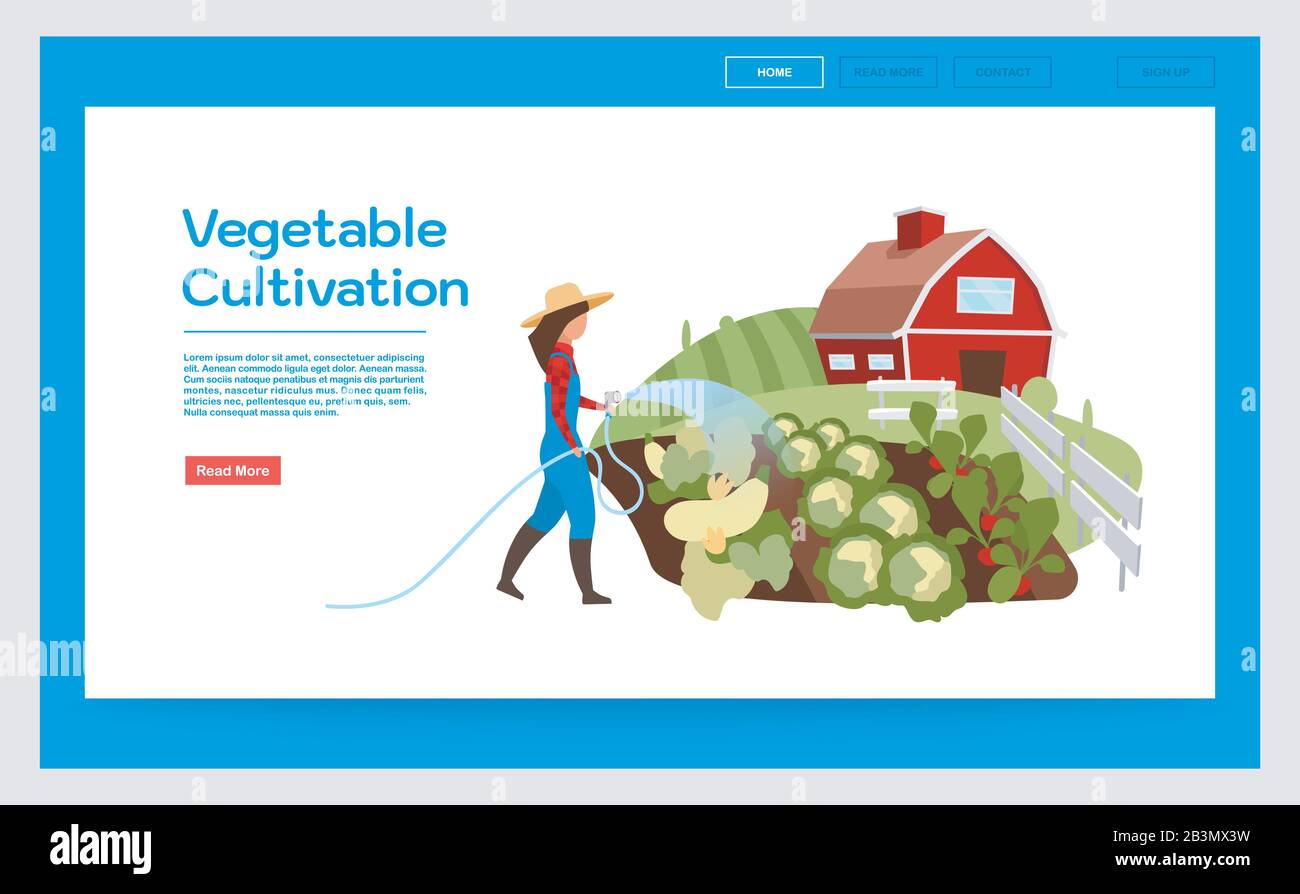 Vegetable cultivation landing page vector template. Website interface ...