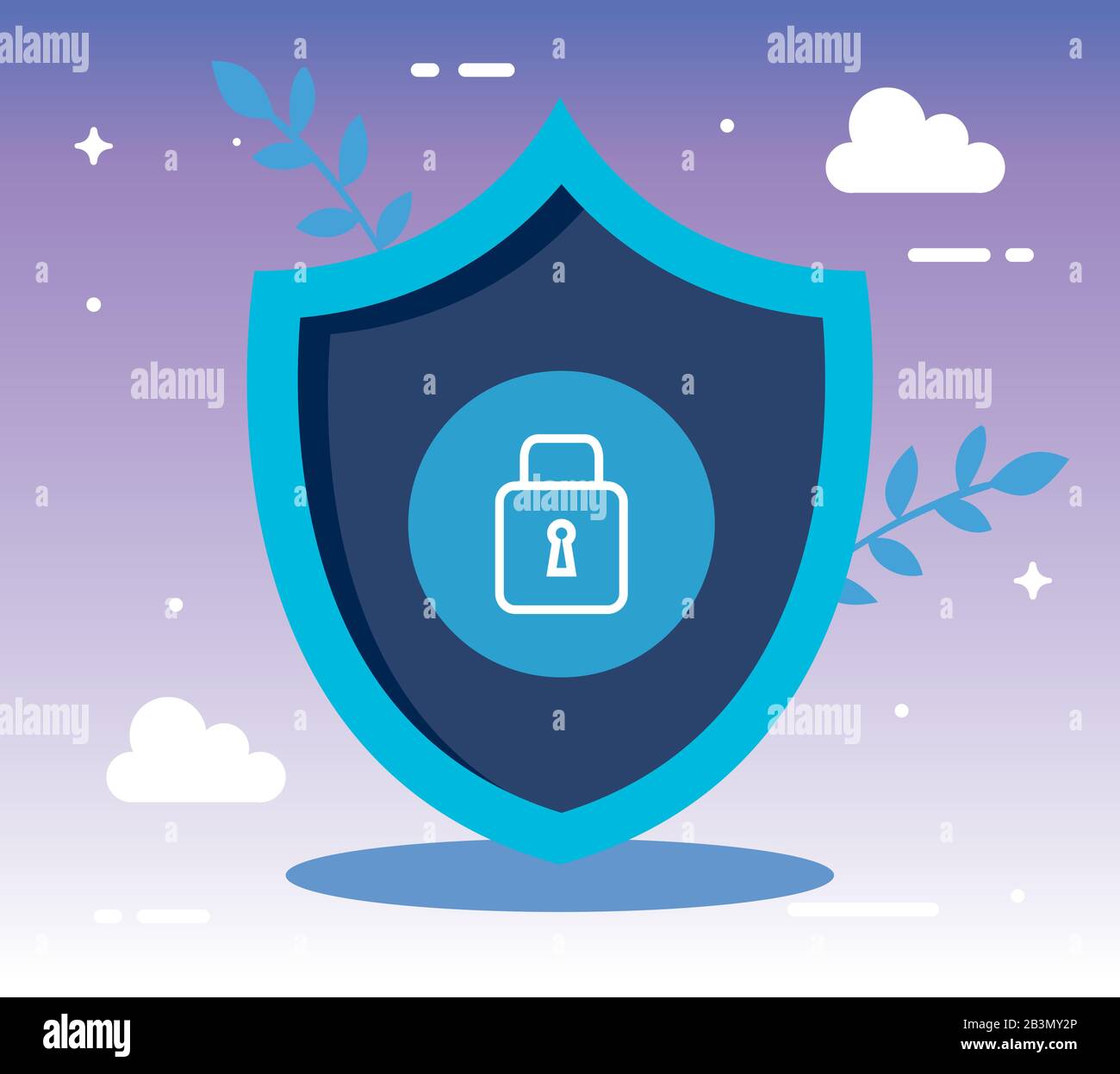 shield with padlock protection icons Stock Vector Image & Art - Alamy