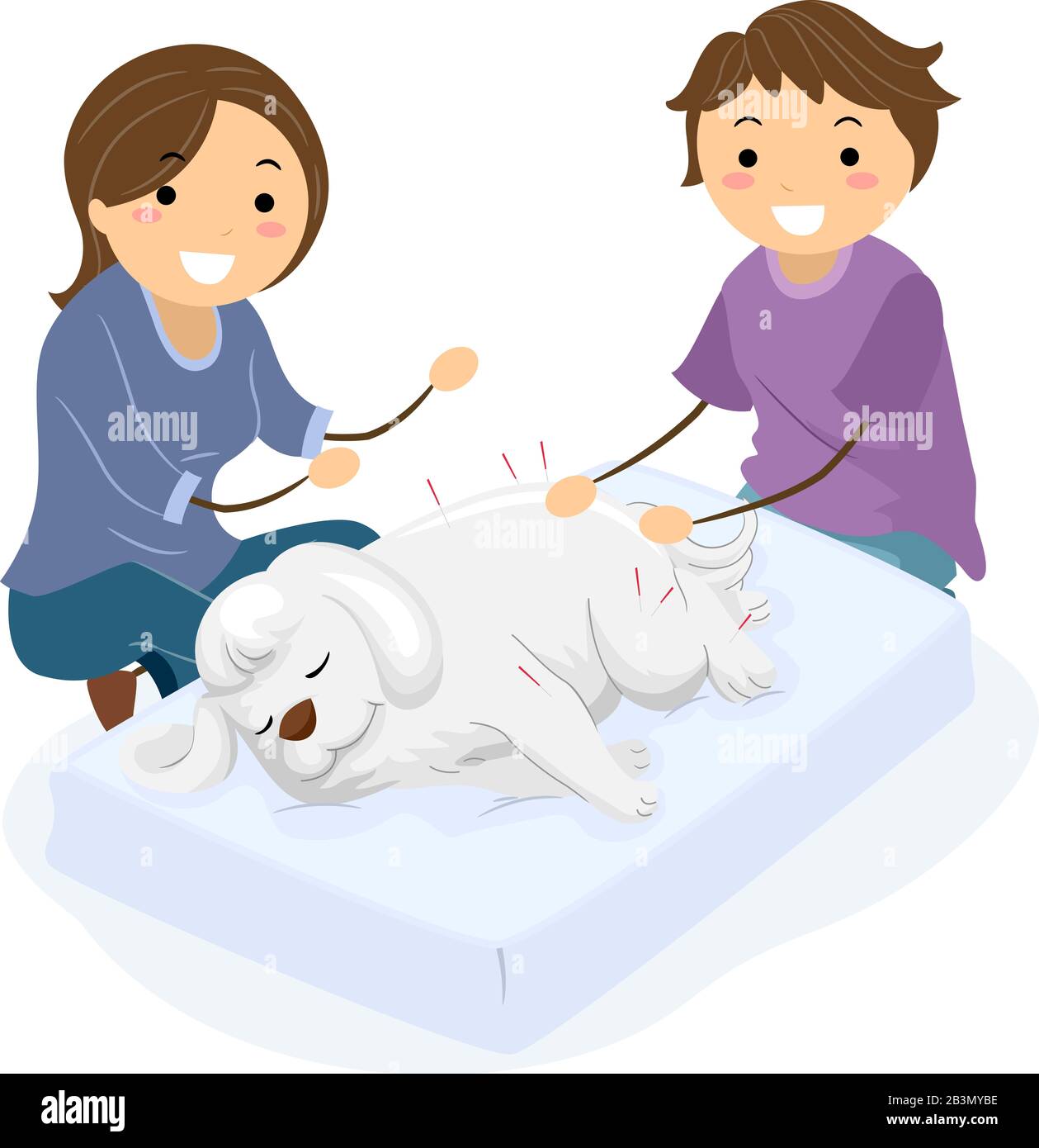 Illustration of a Dog Getting Acupuncture Therapy from a Man and a ...