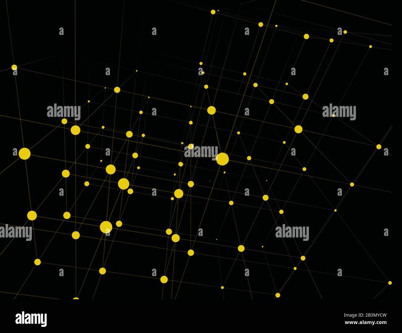 Trendy line art pattern with yellow dots on black background for ...