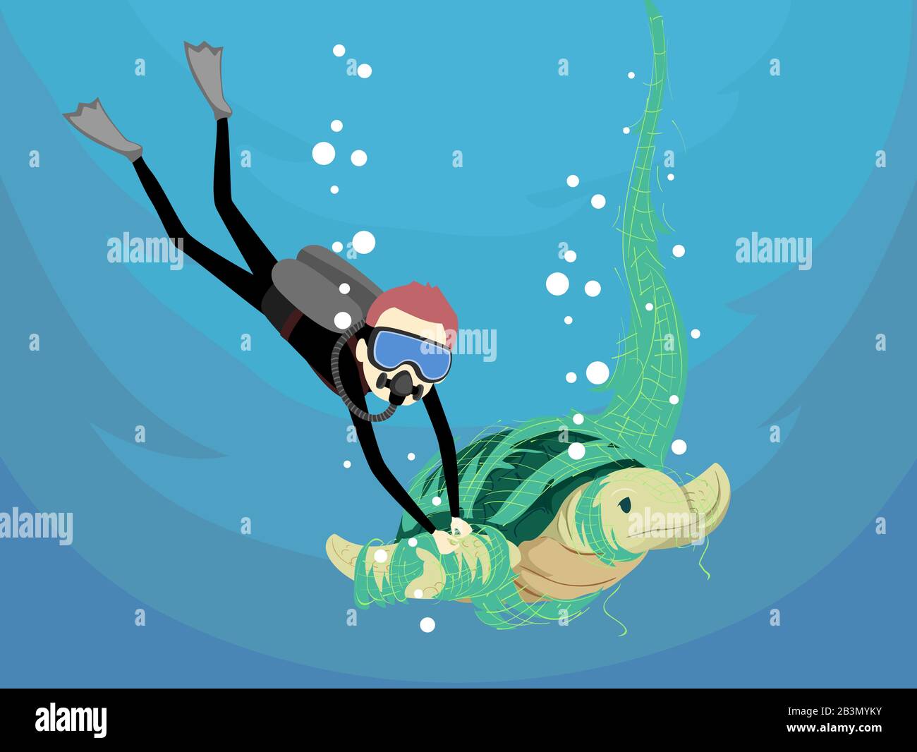 Cartoon man scuba diving hi-res stock photography and images - Alamy