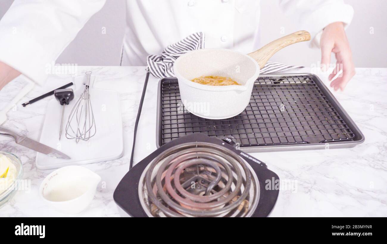 Step step preparing homemade caramel hi-res stock photography and ...