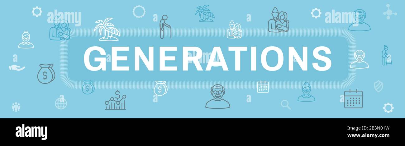 Generations Aging Web Header Banner and Icon Set Stock Vector Image ...