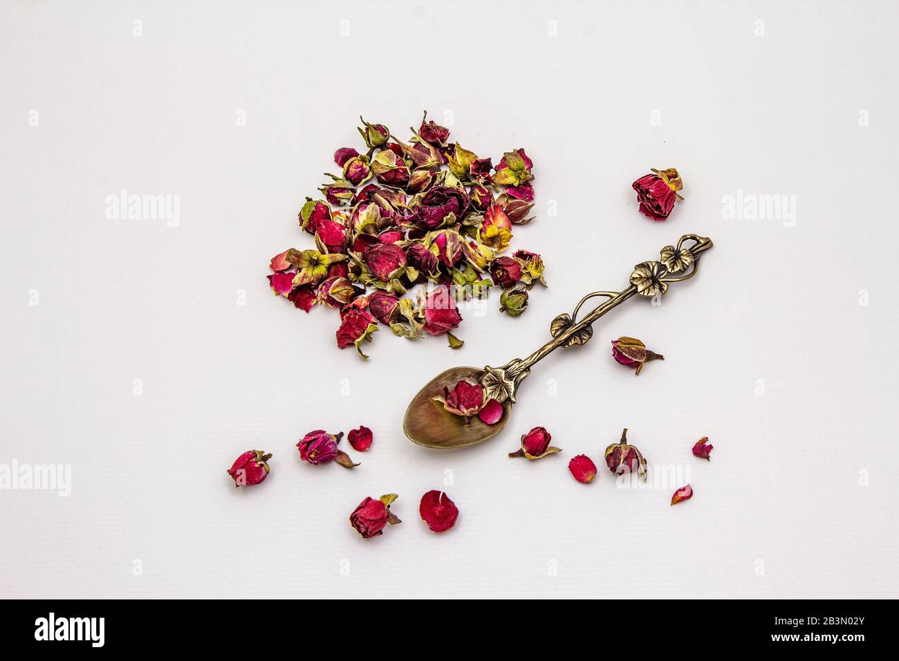 Traditional Turkish rose bud tea isolated on white background. Dry ...
