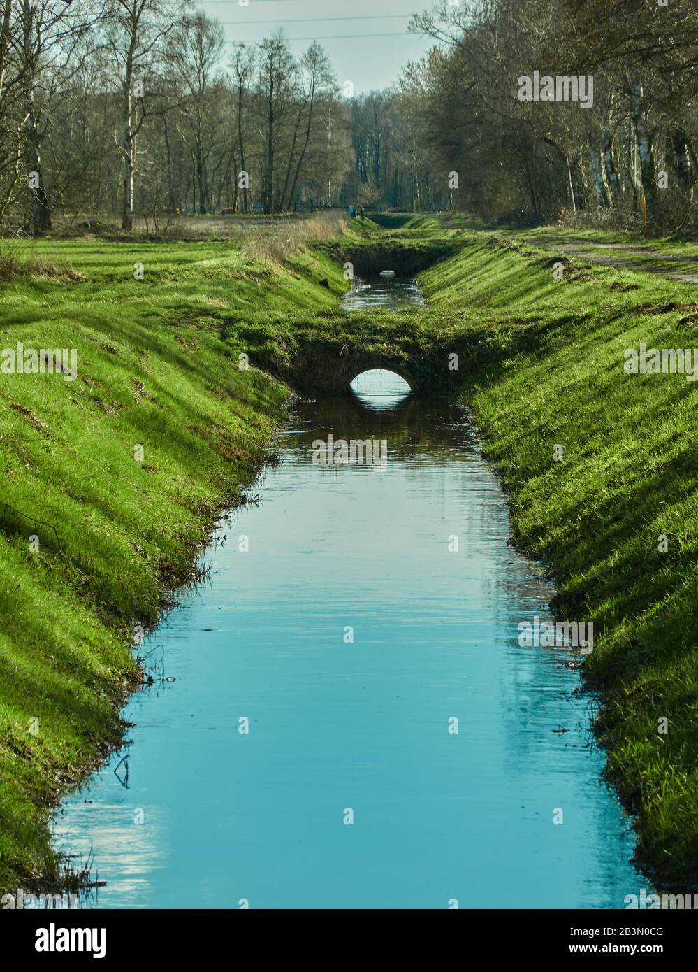 Drainage ditch to drain the bog area, with small footbridges and ...