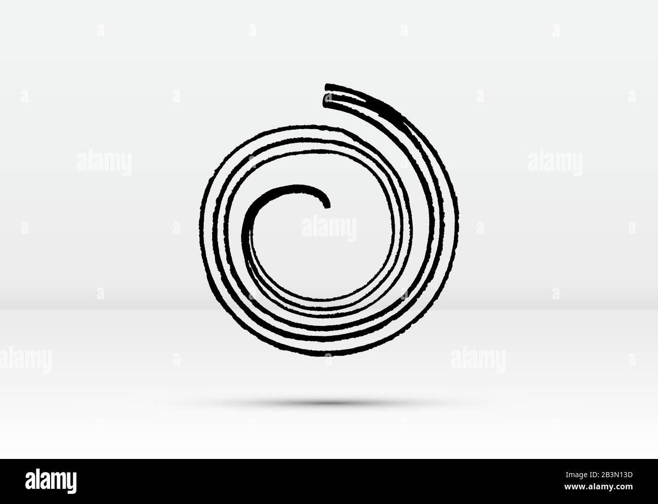 Abstract brushed black ink spiral with rough edges and grungy texture Stock Vector Image & Art ...