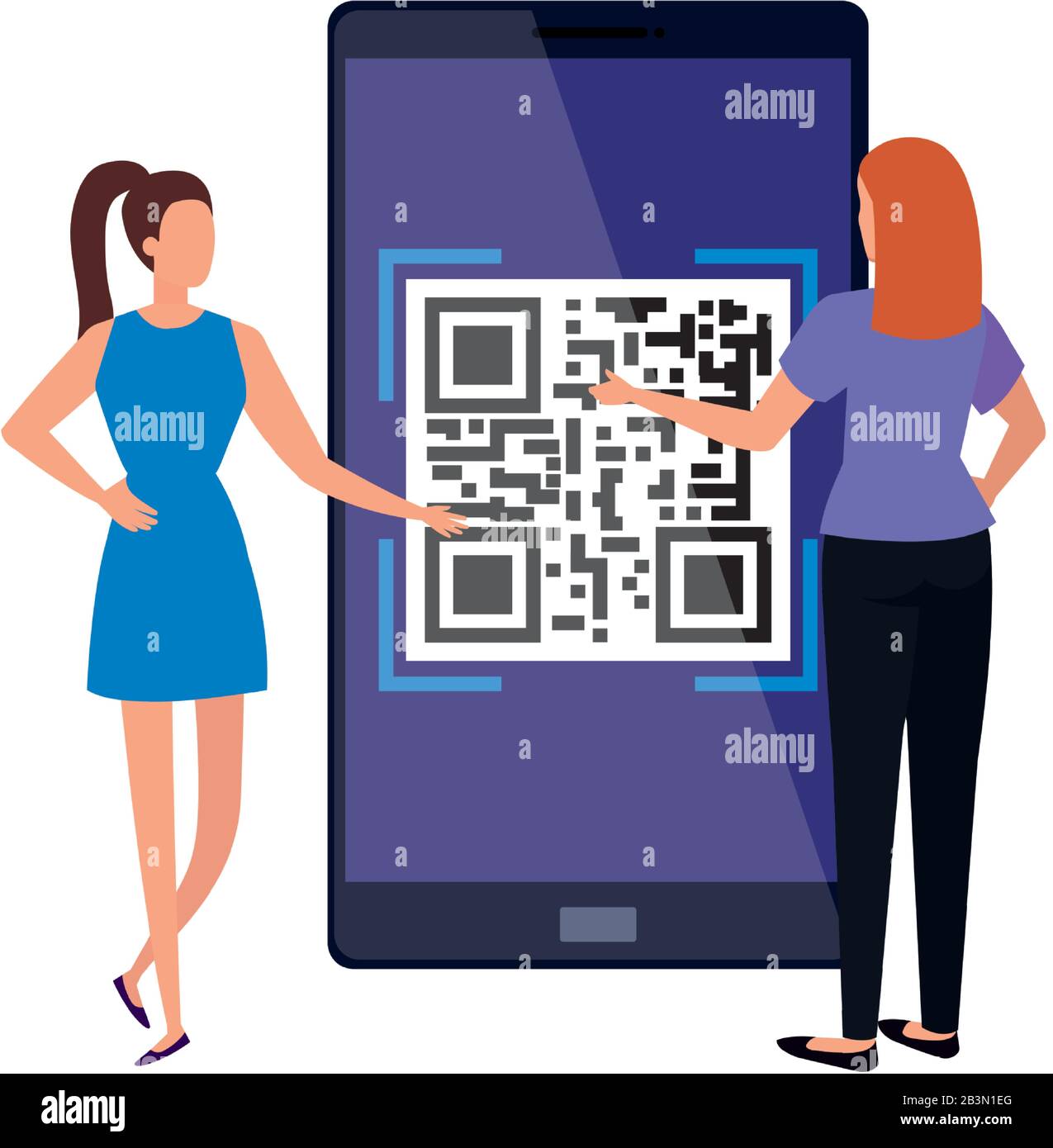 Lady scan qr code Stock Vector Images - Alamy