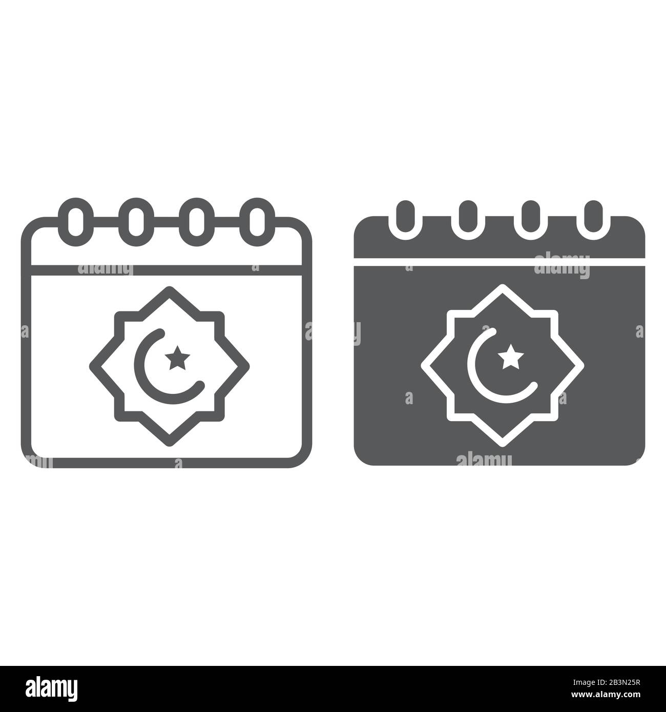 Ramadan calendar line and glyph icon, ramadan and islam, muslim day ...