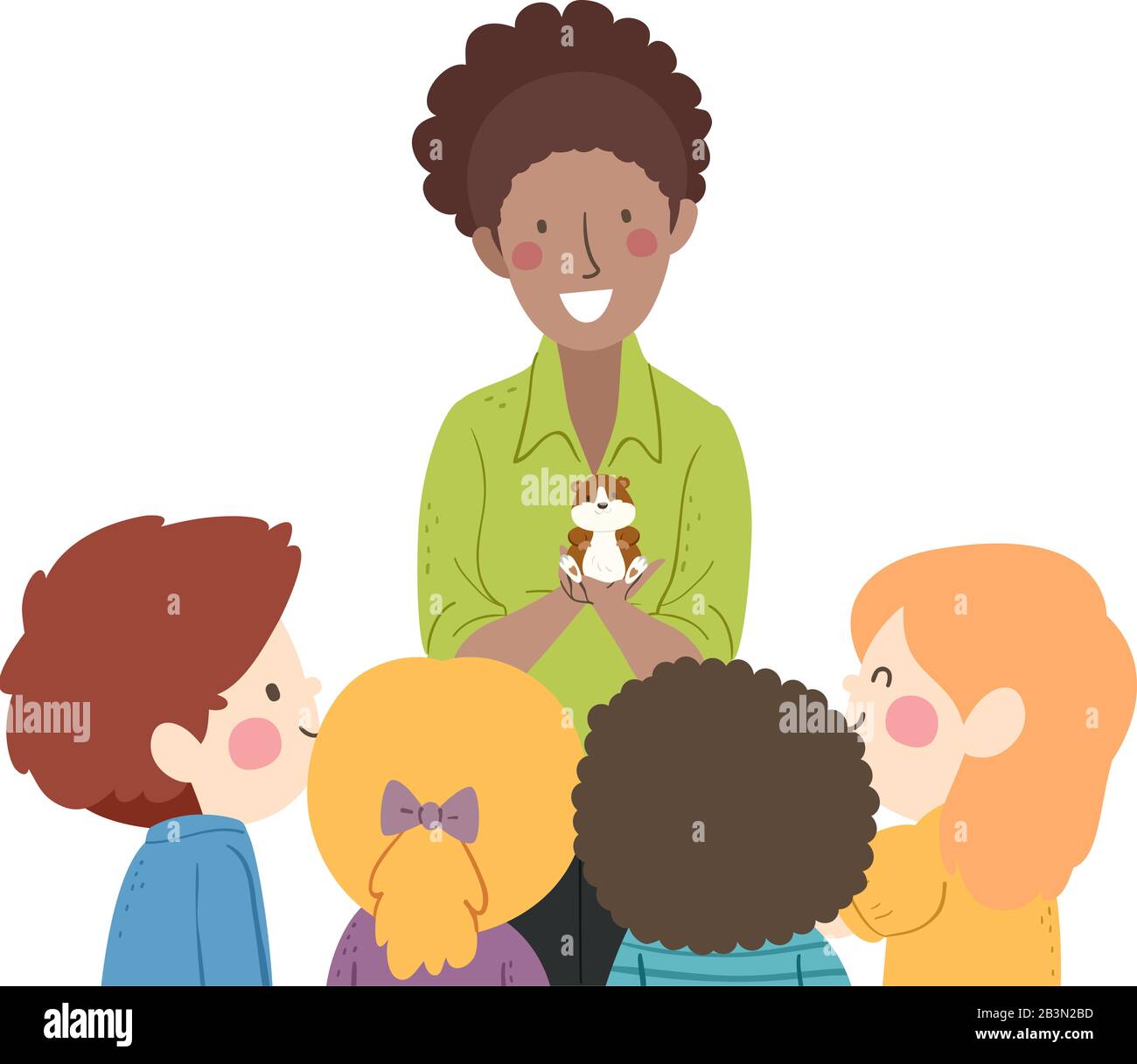 Illustration of a Girl Teacher Holding a Pet Hamster in Front of the ...