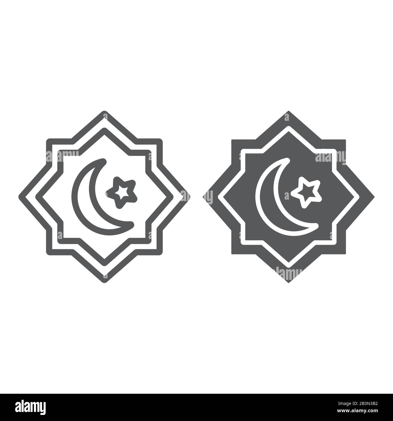 Rub El Hizb line and glyph icon, ramadan and islam, islamic star sign ...