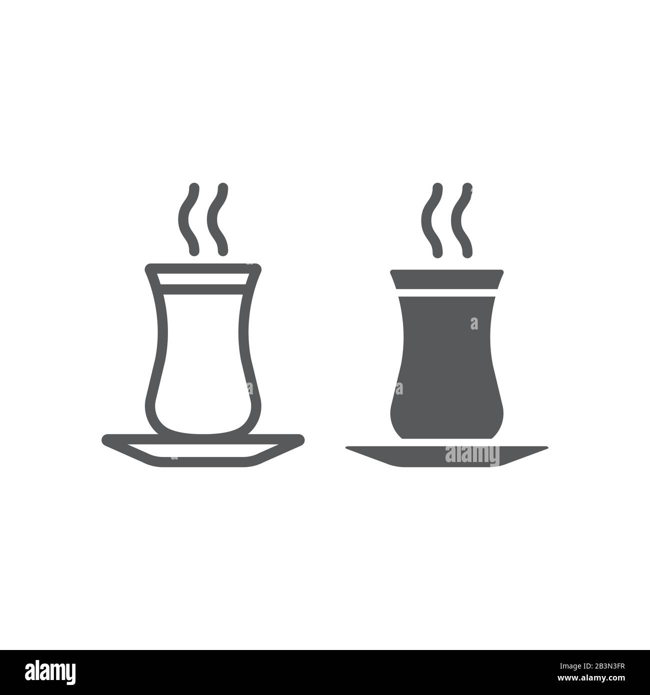 Turkish Tea line and glyph icon, ramadan and islam, islamic tea sign ...