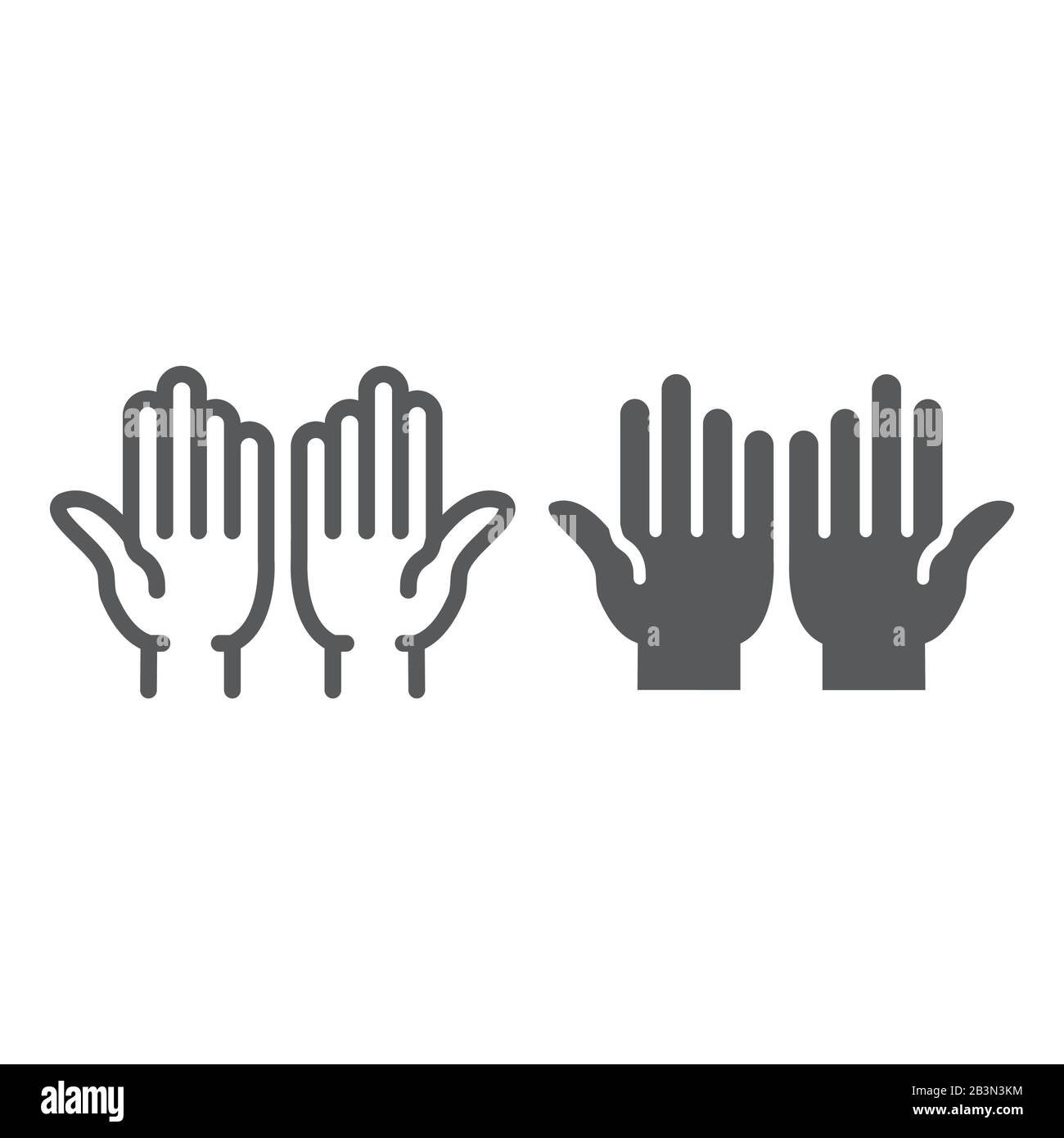 Islamic prayer line and glyph icon, islam and religion, prayer hands ...