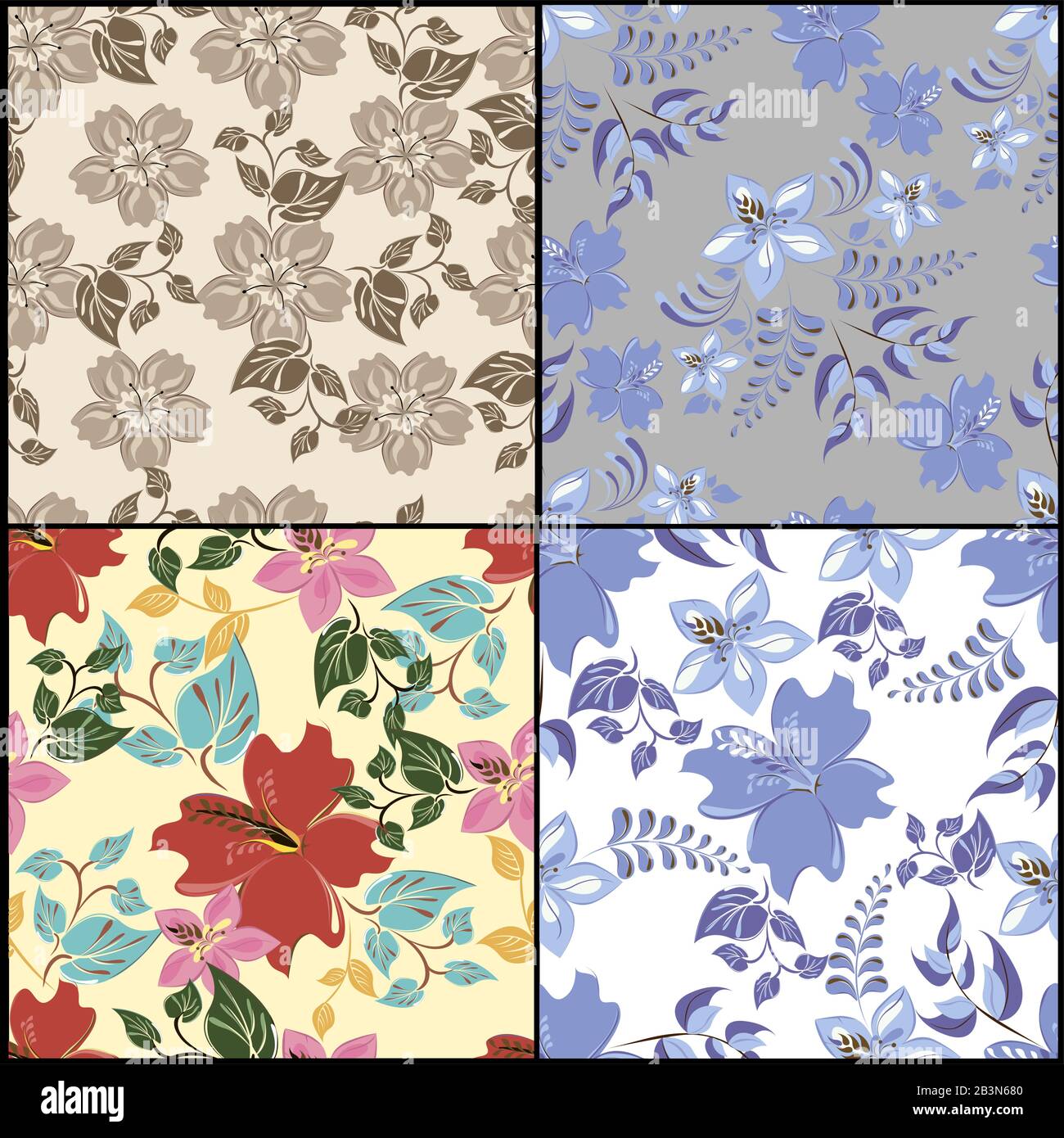 Vector spring abstract background flowers seamless pattern Stock Vector ...