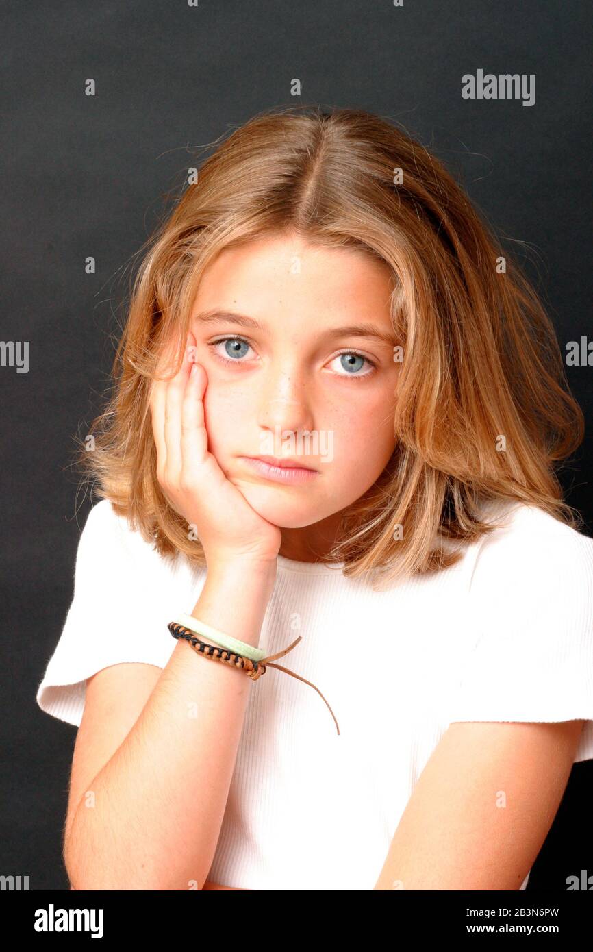 Portrait of girl aged 9 UK Stock Photo - Alamy