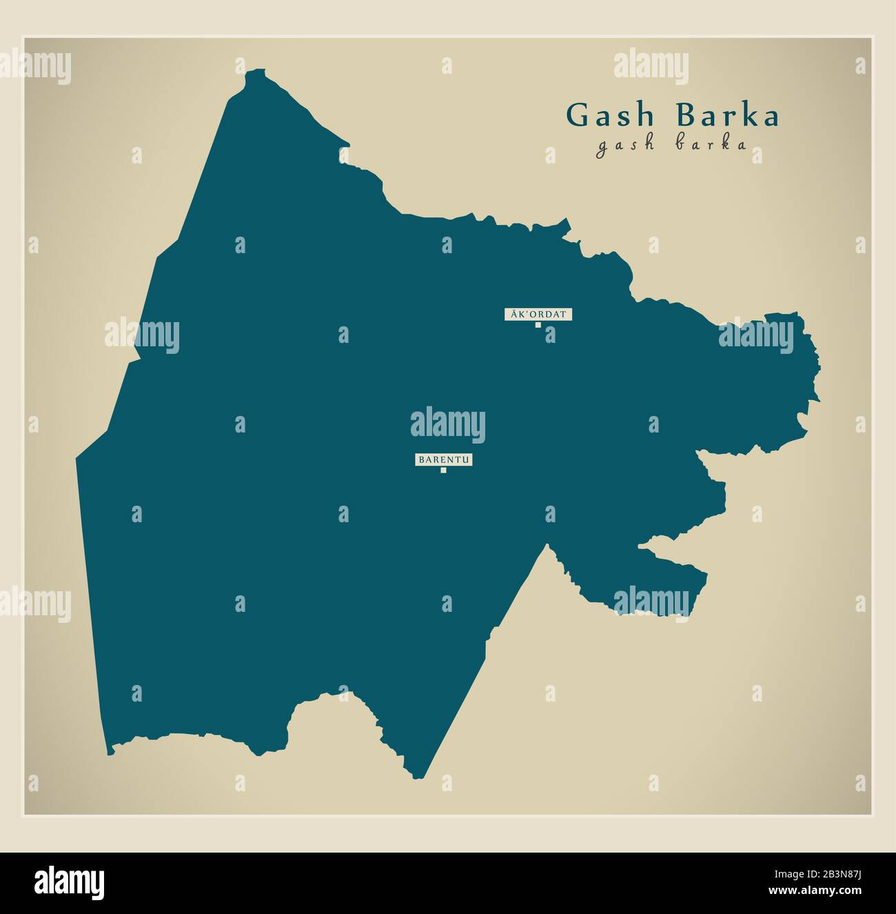 Modern Map - Gash Barka state map of Eritrea Stock Vector Image & Art ...