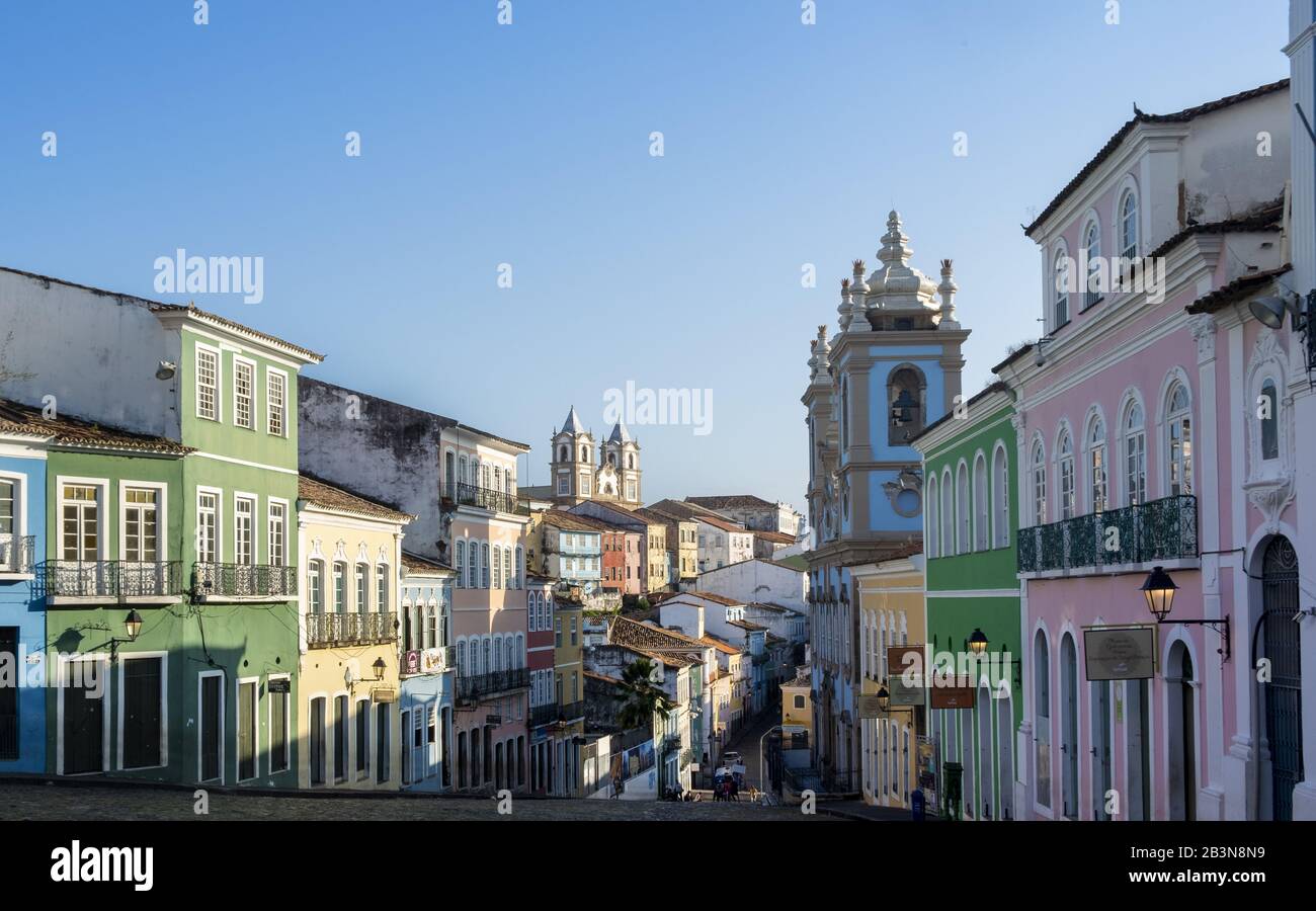 View of the Pelourinho historical centre in Salvador, UNESCO World Heritage Site, Bahia, Brazil ...