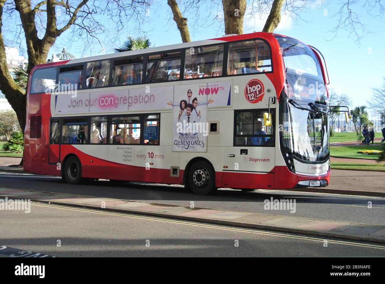 Stagecoach double decker bus in Torquay Road, Torquay, Devon, England ...