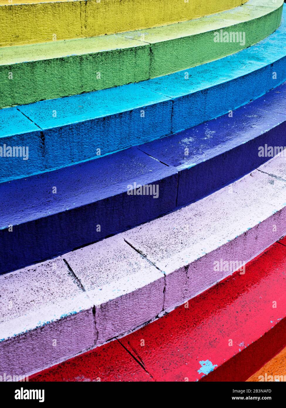 Rainbow painted steps at the Bon Accord Centre at Flourmill Lane and ...