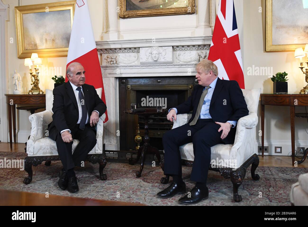 Prime Minister Boris Johnson talks the President of Malta, George Vella ...