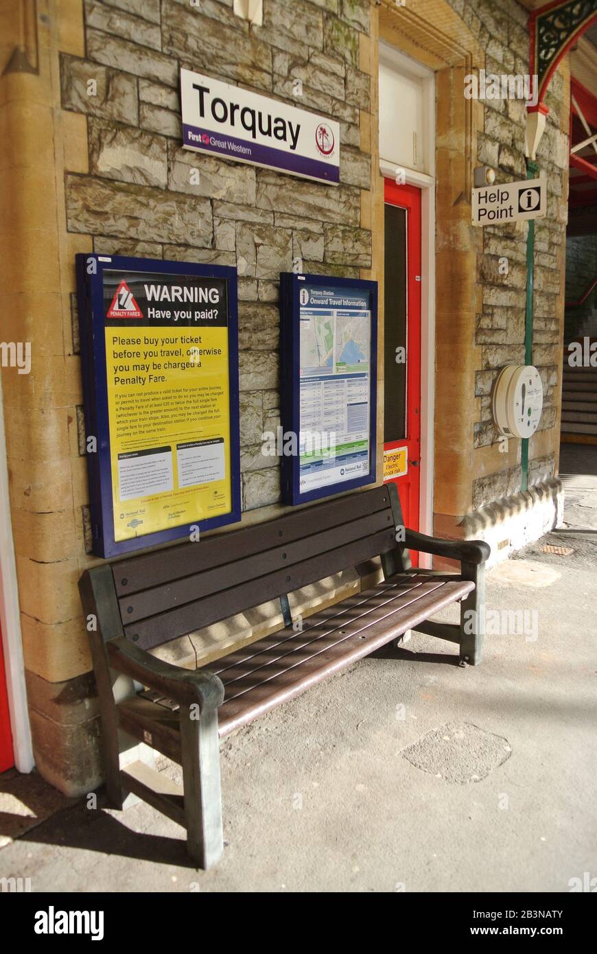Advertising signs and information boards at Torquay Railway Station ...