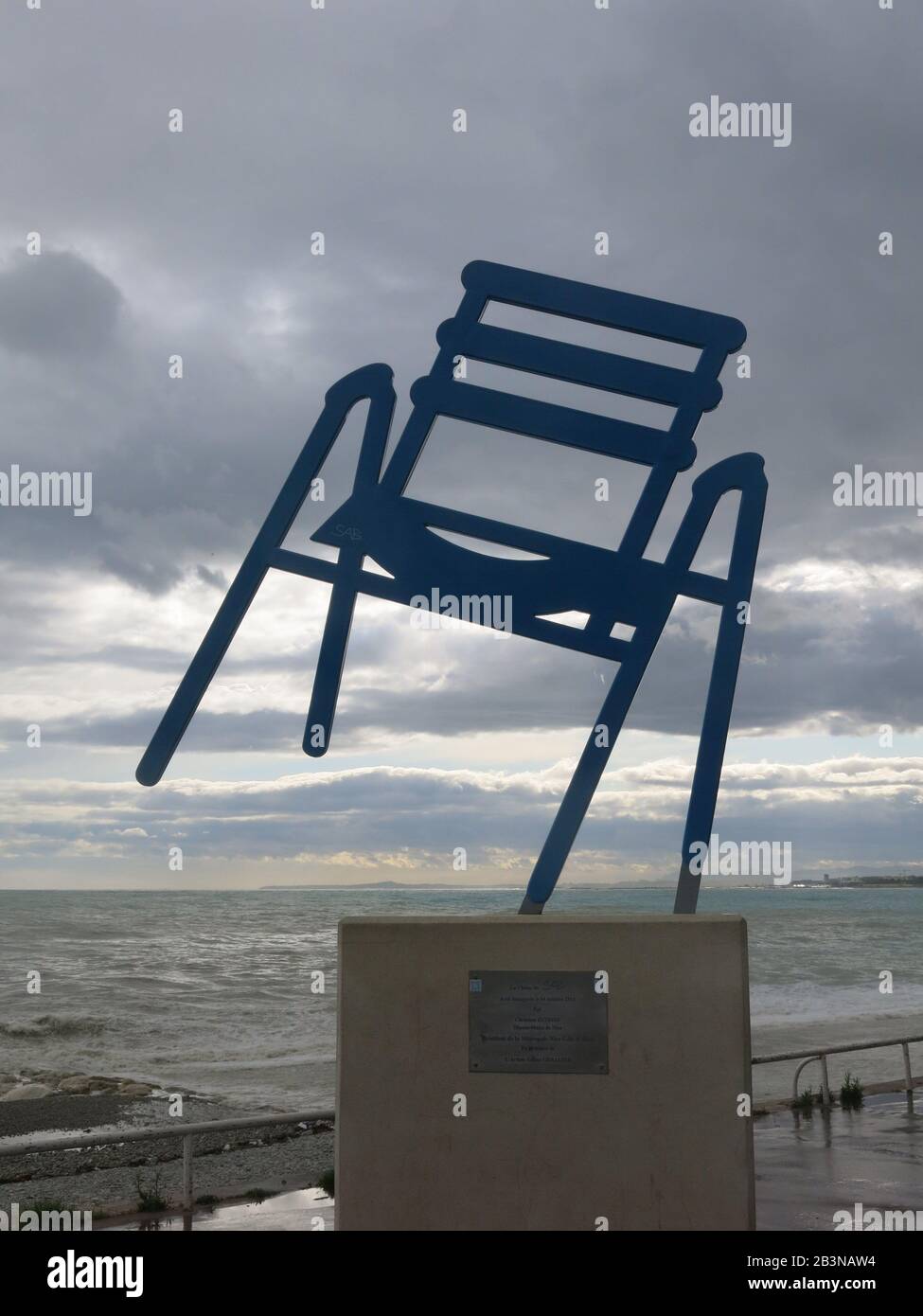 La Chaise de SAB: a modern artwork installation of a blue chair on two ...