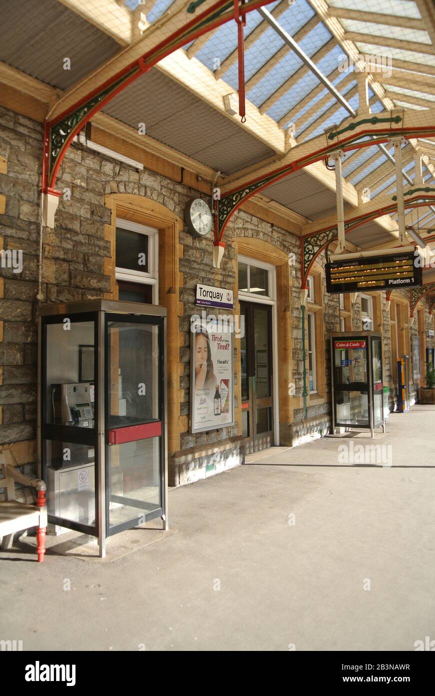 Advertising signs and information boards at Torquay Railway Station ...