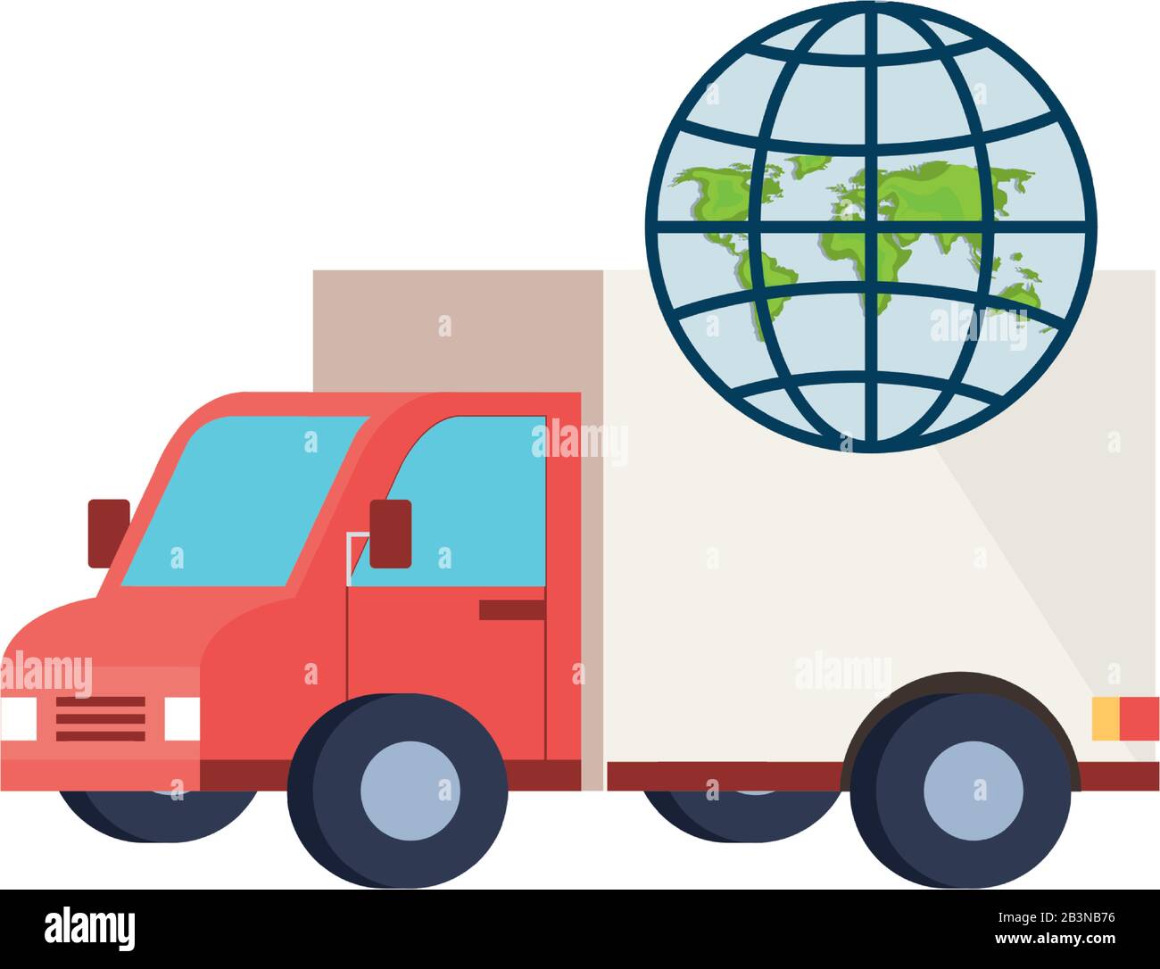 Isolated delivery truck and global sphere vector design Stock Vector ...