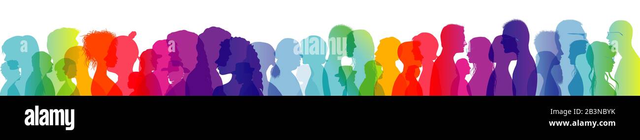 Talking crowd. Dialogue between group diversity people. Multiethnic ...