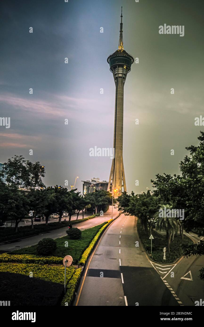 View of Macau Tower in Twilight Time Macau Tower Convention and ...