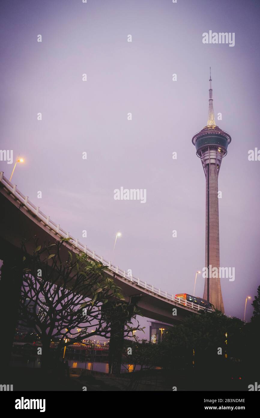 View of Macau Tower in Twilight Time Macau Tower Convention and ...