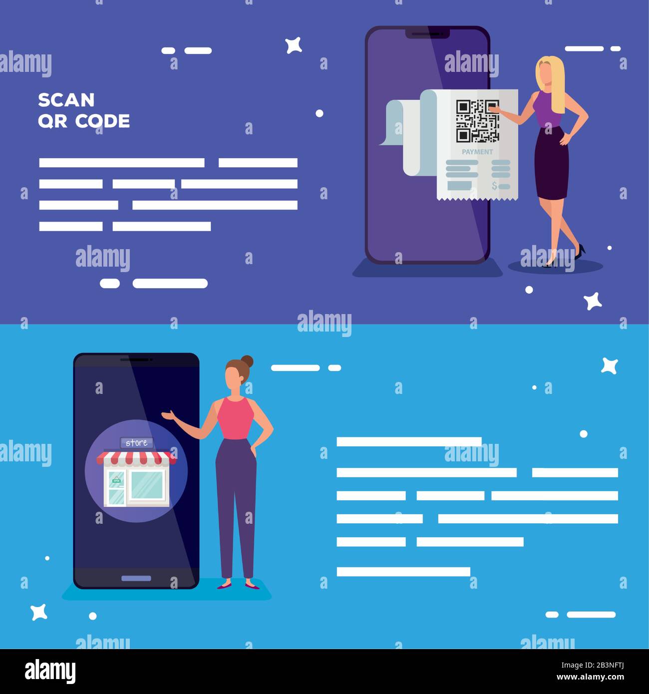 set poster of scan code qr with icons Stock Vector Image & Art - Alamy